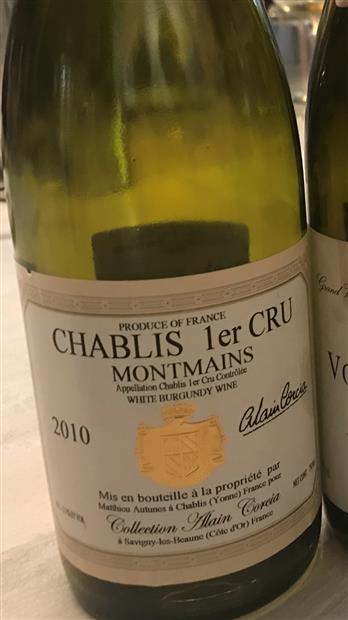 2012 Alain Corcia Chablis 1er Cru Montmains, France, Burgundy, Chablis ...