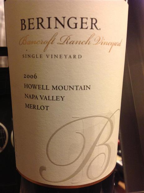 2006 Beringer Vineyards Merlot Bancroft Ranch, USA, California, Napa ...