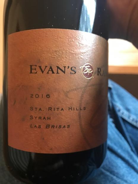 2016 Evan's Ranch Syrah Las Brisas Vineyard, USA, California, Central ...