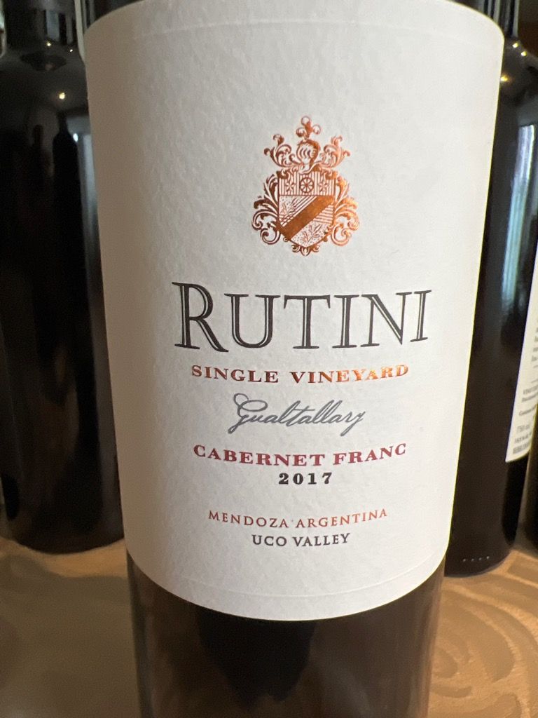 2018 Rutini Cabernet Franc Single Vineyard Gualtallary, Argentina ...