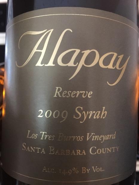 2009 Alapay Cellars Syrah Reserve Jack McGinley Vineyard, USA ...