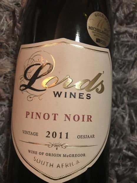2012 Lords Pinot Noir, South Africa, Breede River Valley, Robertson ...