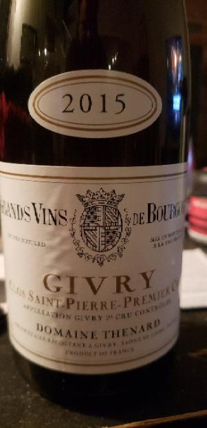 2015 Domaine Thenard Givry 1er Cru Les Bois Chevaux, France, Burgundy ...