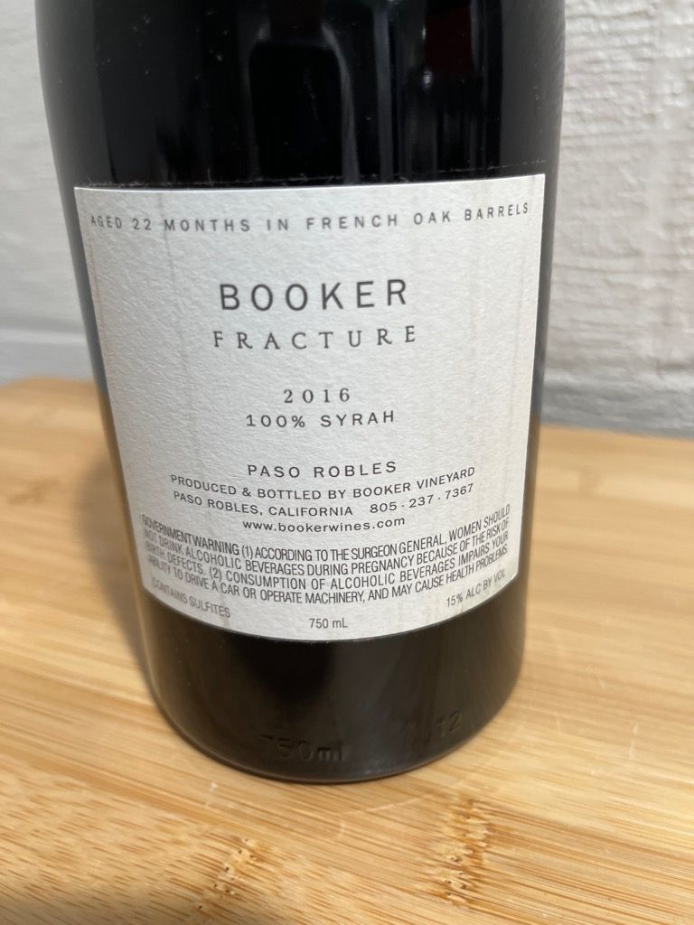 2023 Booker Vineyard Syrah Fracture, USA, California, Central Coast ...