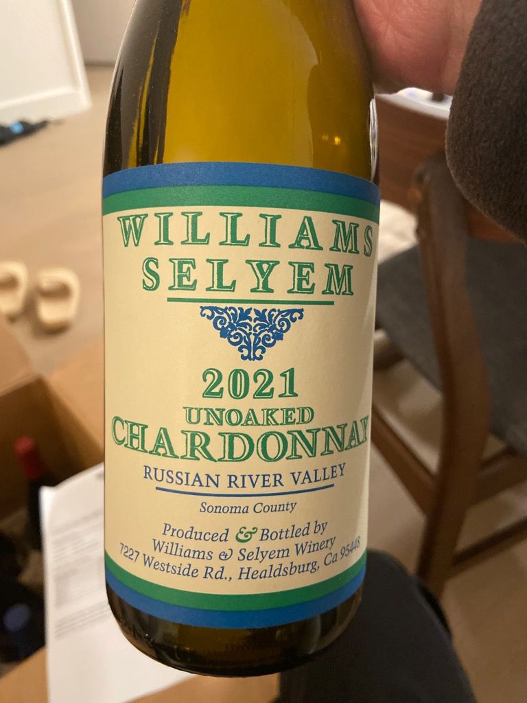 2021 Williams Selyem Unoaked Chardonnay, USA, California, Sonoma County ...