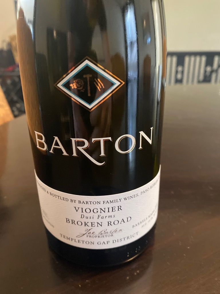 2021 Barton Family Winery Viognier The Broken Road, USA, California ...