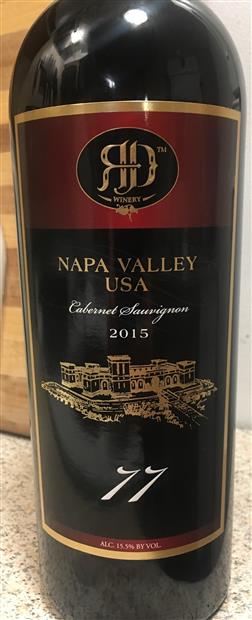 2015 RD Winery Cabernet Sauvignon Napa 77, USA, California, Napa Valley ...
