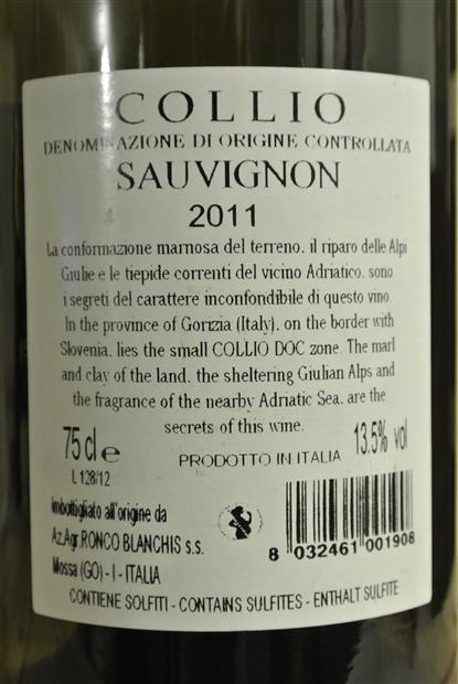2015 Ronco Blanchis Collio Sauvignon, Italy, Friuli-Venezia Giulia ...