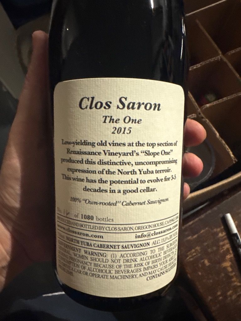 2015 Clos Saron Cabernet Sauvignon The One Renaissance Slope 1, USA ...