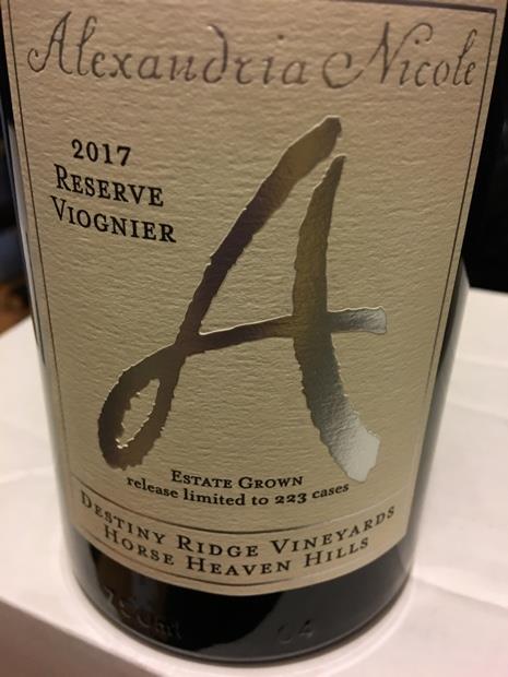 2017 Alexandria Nicole Viognier Reserve Destiny Ridge Vineyards, USA ...