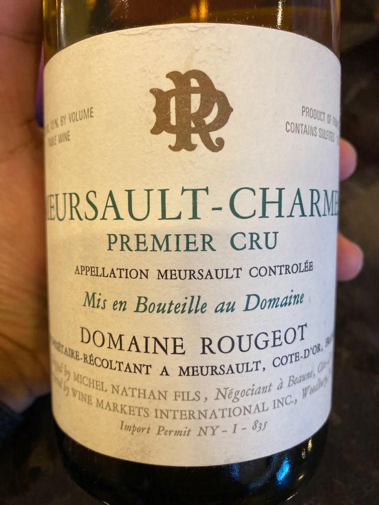 1989 Domaine Rougeot Meursault 1er Cru Charmes, France, Burgundy, Côte ...
