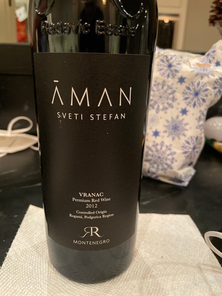 2012 Radevic Estate Wines Vranac Aman Sveti Stefan, Montenegro ...
