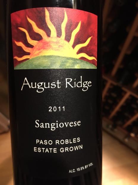 2012 August Ridge Sangiovese, USA, California, Central Coast, Paso ...