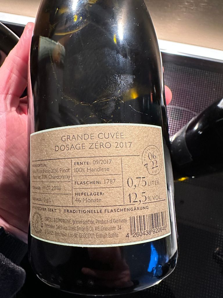 2019 Griesel & Compagnie Grande Cuvee Exquisit Dosage Zero, Germany ...