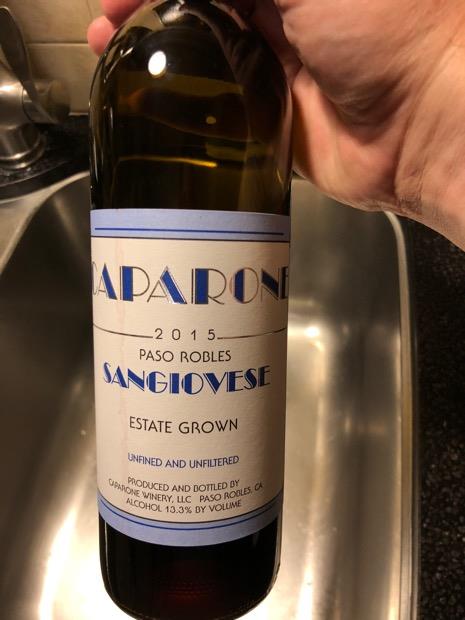2015 Caparone Sangiovese Paso Robles, USA, California, Central Coast ...