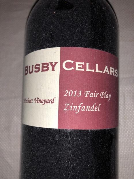 2012 Busby Cellars Zinfandel Herbert Vineyard, USA, California, Sierra Foothills, Fair Play ...