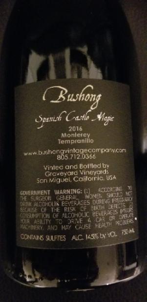2022 Bushong Tempranillo Spanish Castle Magic, USA, California, Central ...