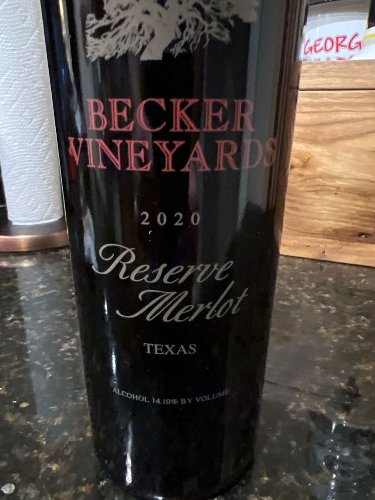 2020 Becker Vineyards Merlot Reserve, USA, Texas, Texas Hill Country ...
