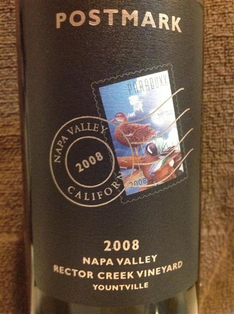 2008 Paraduxx (Duckhorn Vineyards) Postmark Rector Creek Vineyard, USA ...