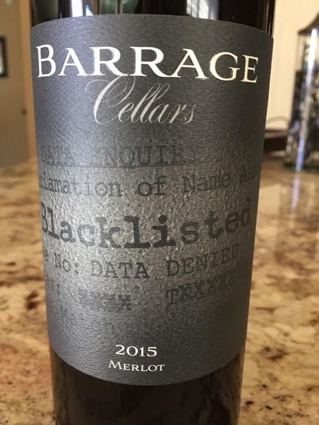 2015 Barrage Cellars Merlot Blacklisted, USA, Washington, Columbia ...