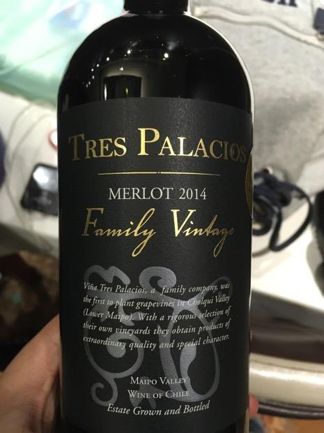 2019 Tres Palacios Merlot Family Vintage, Chile, Maipo Valley ...