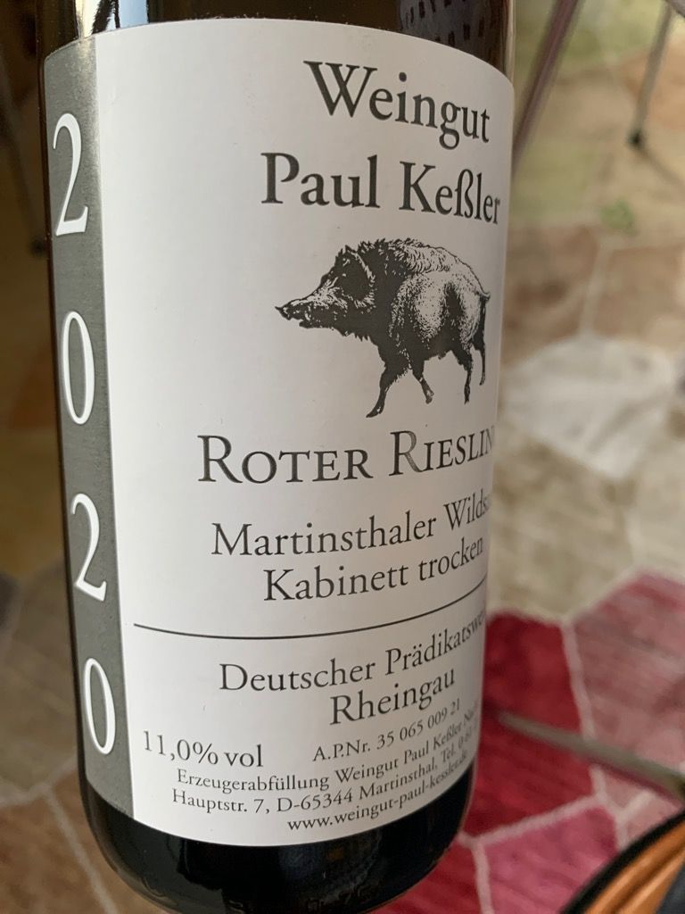 2020 Weingut Paul Kessler Riesling Martinsthaler Wildsau Kabinett ...