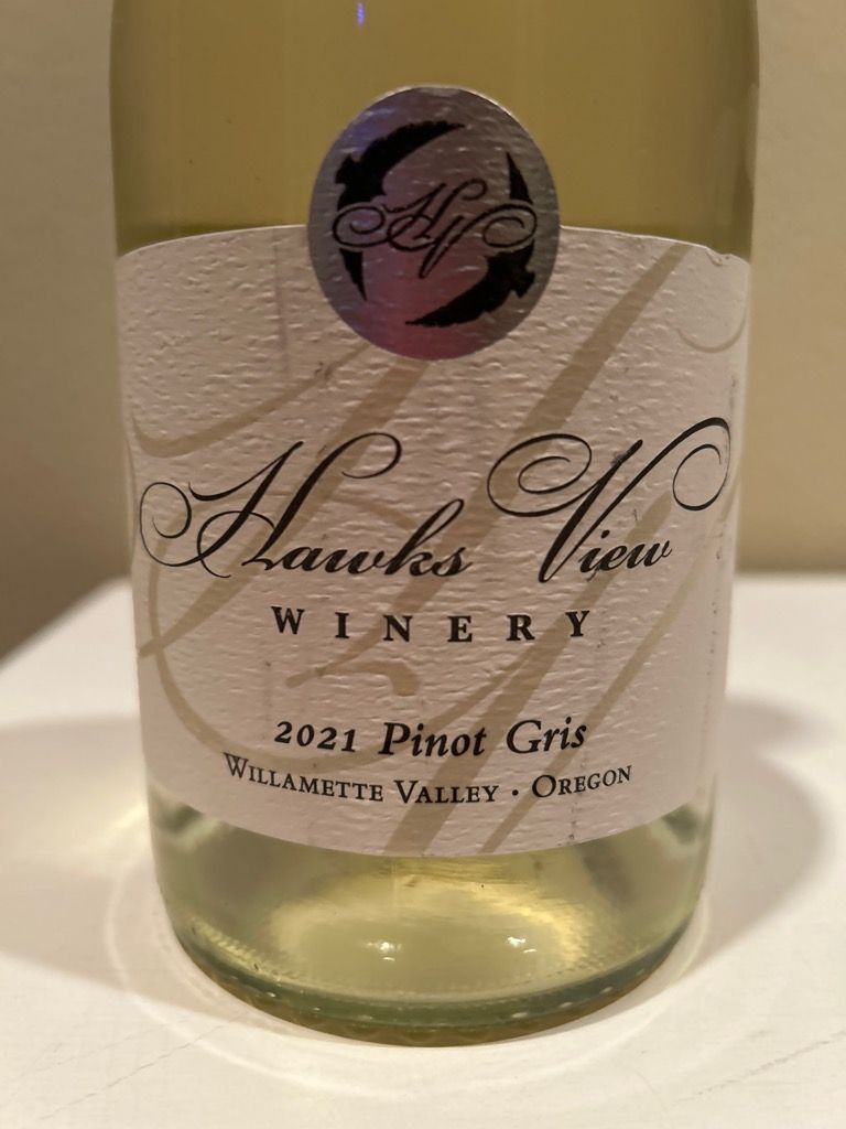 2022 Hawks View Cellars Pinot Gris, USA, Oregon, Willamette Valley ...