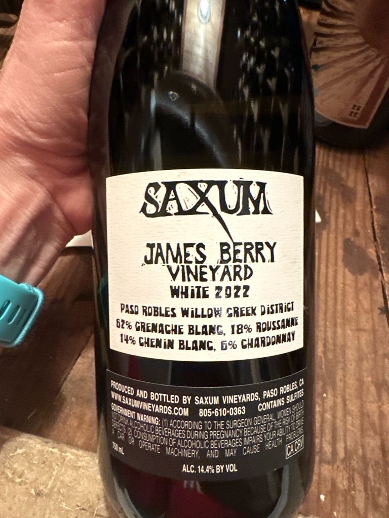2022 Saxum White James Berry Vineyard, USA, California, Central Coast ...