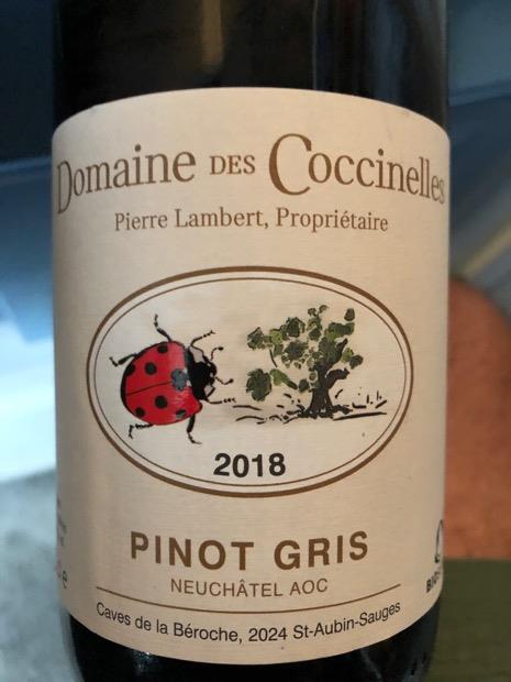 2010 Domaine des Coccinelles Pinot Gris Neuchâtel, Switzerland, Three ...