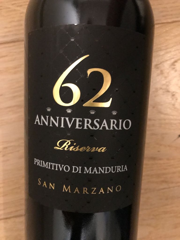 2014 Cantine San Marzano Primitivo di Manduria Riserva Anniversario 62 ...