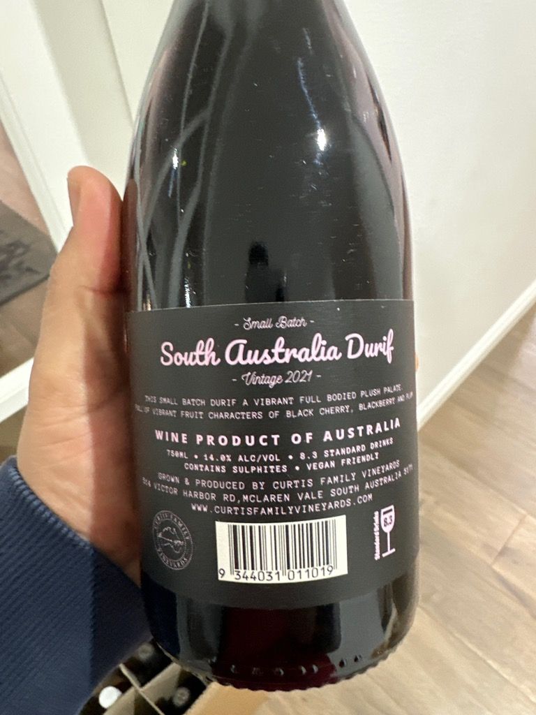 2021 Curtis Family Vineyards Durif Small Batch, Australia, South ...