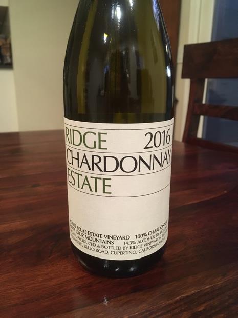 2016 Ridge Chardonnay Estate, USA, California, Santa Cruz Mountains ...