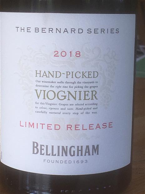 2018 Bellingham Viognier The Bernard Series Hand-Picked, South Africa ...