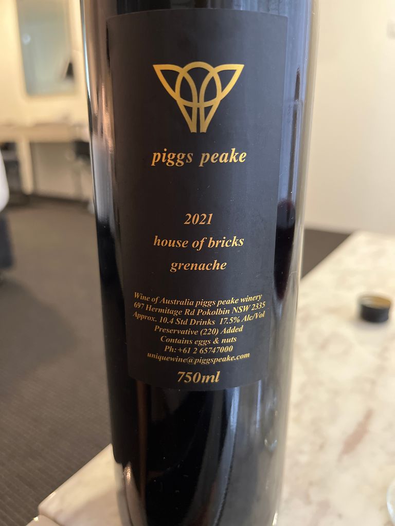 2021 Piggs Peake Grenache House of Bricks, Australia, New South Wales ...