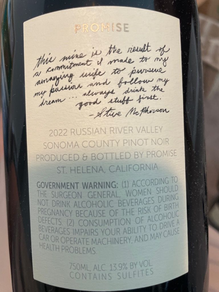 2023 Promise Pinot Noir The Love, USA, California, Sonoma County ...