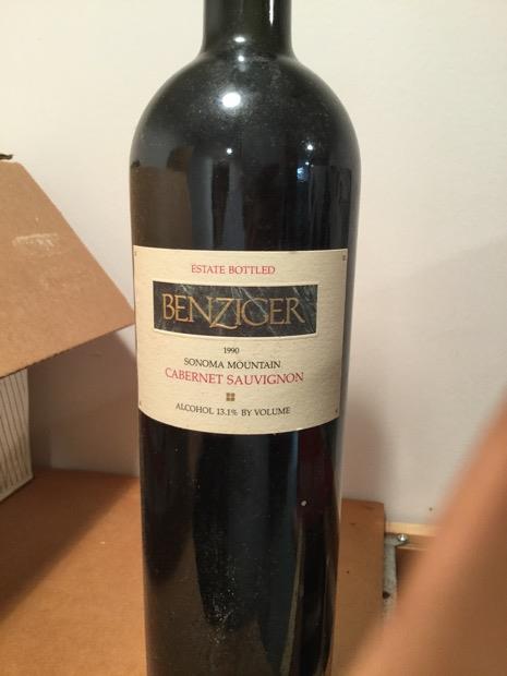 1985 Benziger Family Winery Cabernet Sauvignon Estate Sonoma Mountain ...