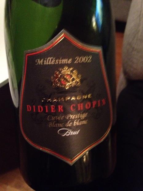 2002 Didier Chopin Champagne Cuvée Prestige Blanc de Blancs Brut ...