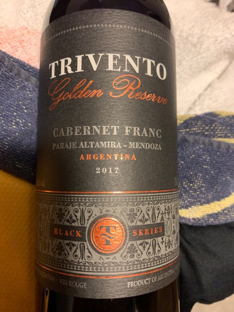2019 Trivento Cabernet Franc Golden Reserve, Argentina, Mendoza, Valle ...