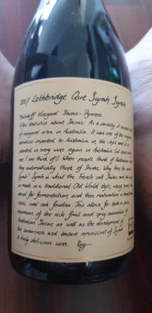 2018 Lethbridge Wines Que Syrah Syrah, Australia, Victoria, Western ...