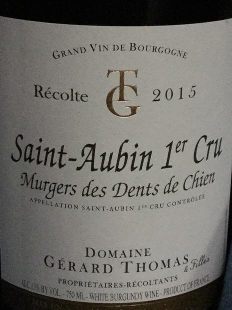 2015 Gerard Thomas Saint-Aubin 1er Cru Les Murgers des Dents de Chien ...