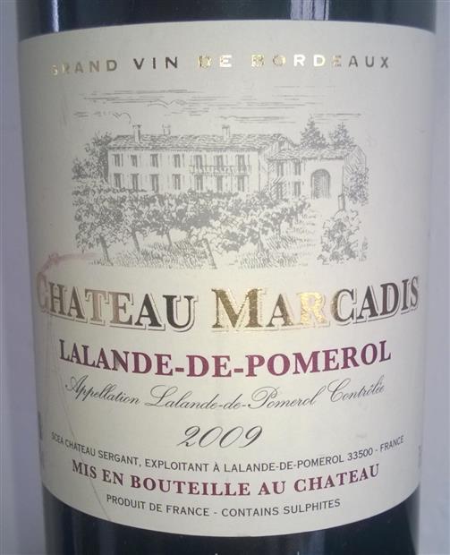 2009 Château Marcadis, France, Bordeaux, Libournais, Lalande de Pomerol ...