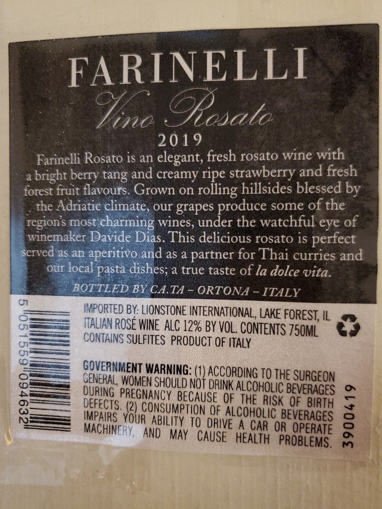 2019 Farinelli Vino Rosato, Italy - CellarTracker