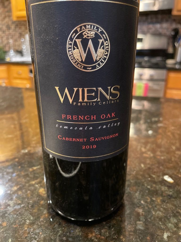 2019 Wiens Family Cellars Cabernet Sauvignon French Oak Temecula Valley ...
