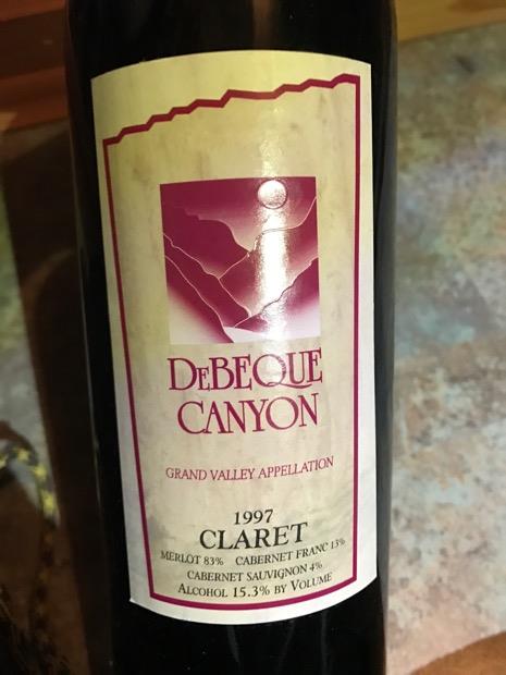 1999 DeBeque Canyon Winery Claret (Cab Franc/Merlot/Cab Sauv), USA ...