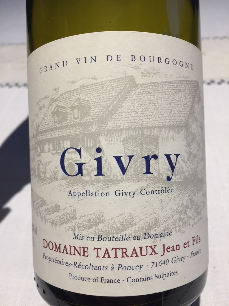 2020 Jean Tatraux & Fils Givry, France, Burgundy, Côte Chalonnaise, Givry - CellarTracker