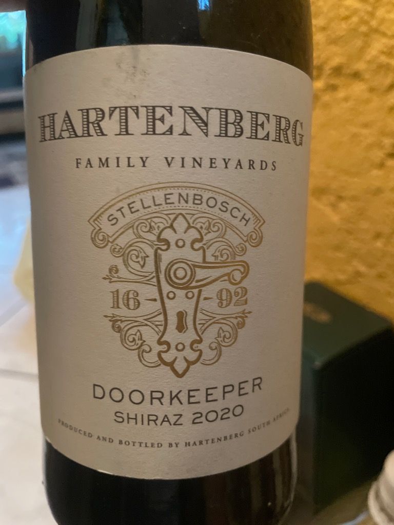 2022 Hartenberg Shiraz Doorkeeper, South Africa, Coastal Region ...