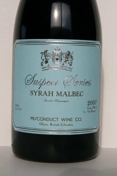 2008 Misconduct Wine Co. Syrah Malbec Suspect Series, Canada, British ...