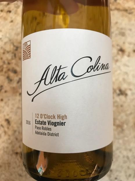 2016 Alta Colina Viognier 12 O'Clock high, USA, California, Central ...