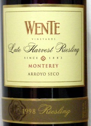 1998 Wente Vineyards Late Harvest Riesling Riva Ranch, USA, California ...