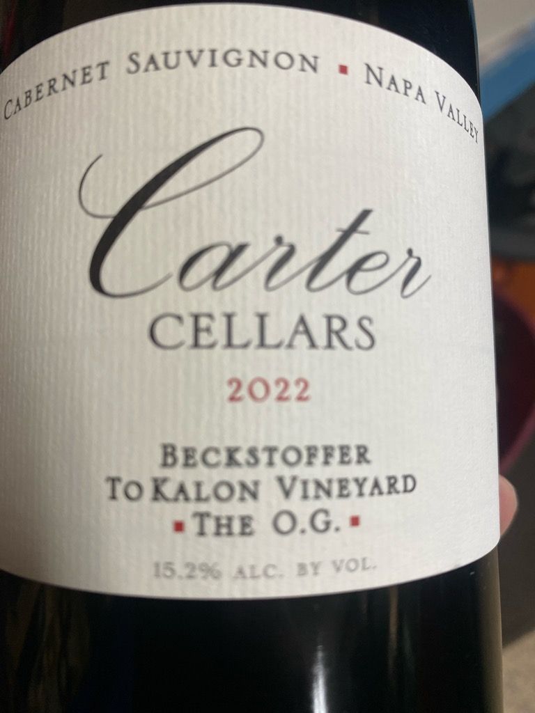 2022 Carter Cellars Cabernet Sauvignon The O.G. Beckstoffer To Kalon ...